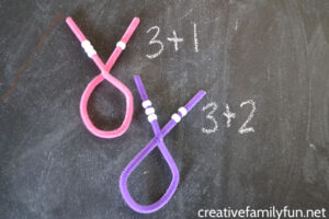 Bead Threading Fine Motor Addition Activity - Creative Family Fun